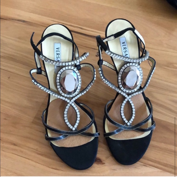 Versace | Shoes | Versace Rhinestone Embellished Sandal Heels | Poshmark
